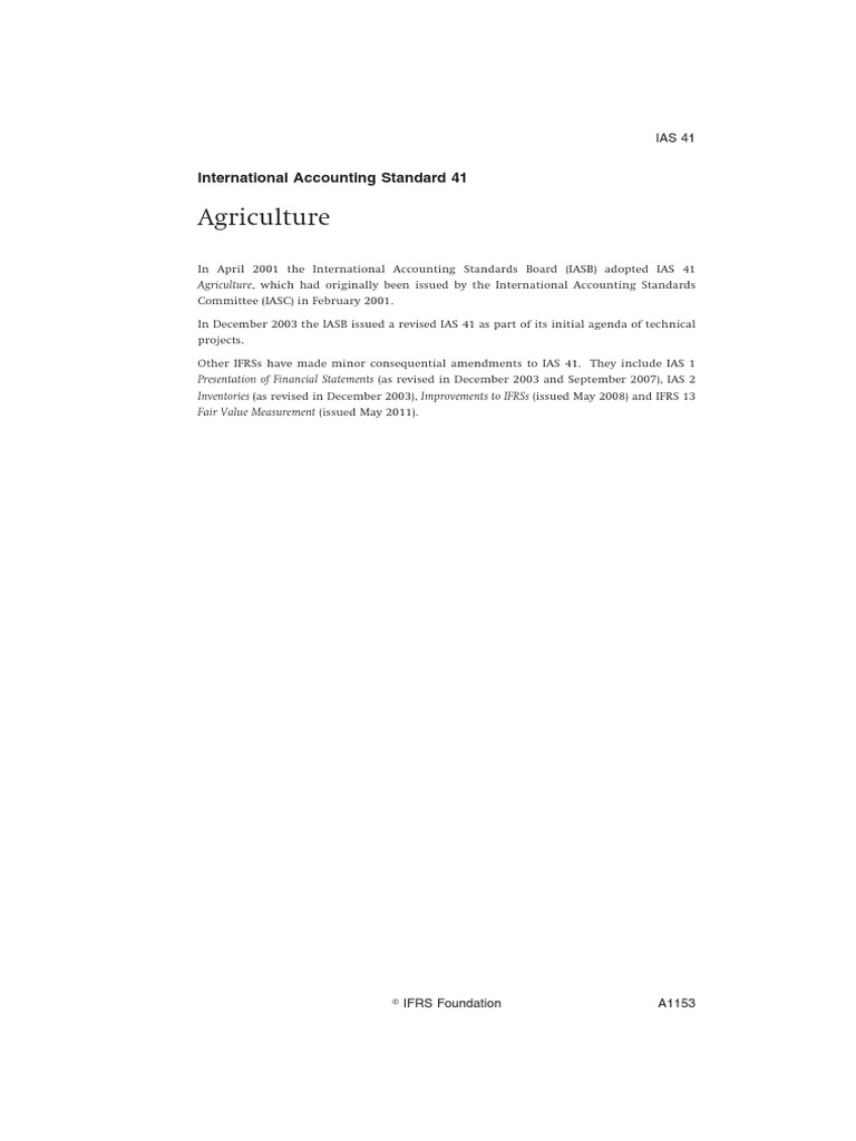 IAS 41 - Agriculture PDF | Download Free PDF | International Financial ...