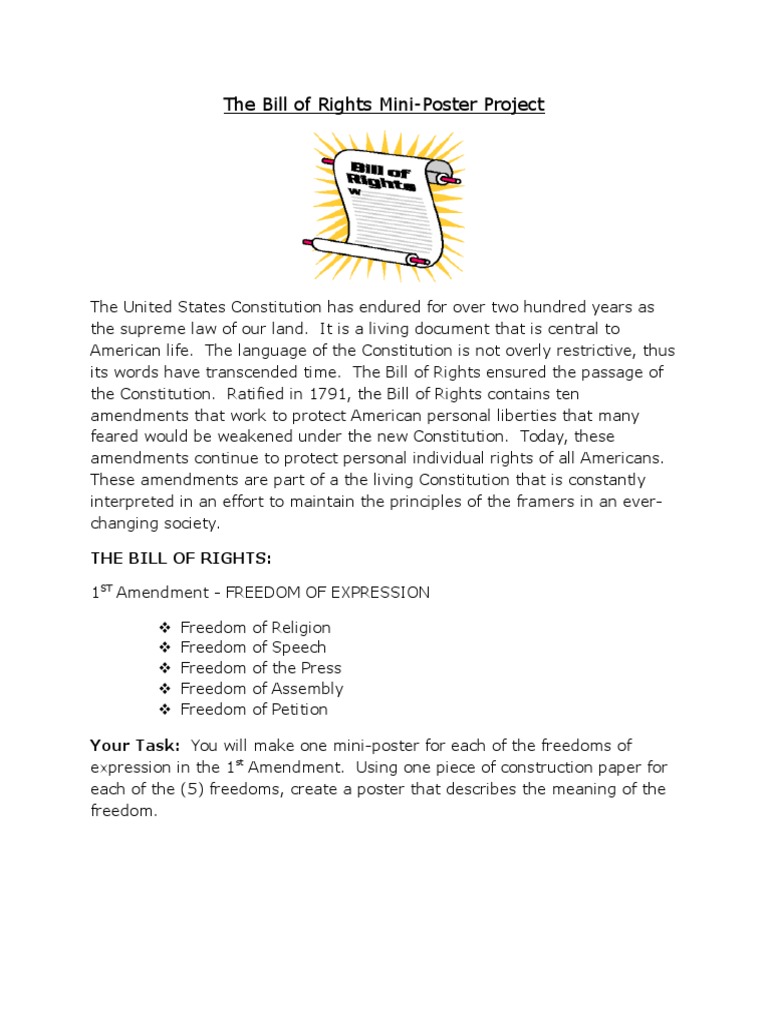 the bill of rights mini poster project | United States Bill Of Rights ...