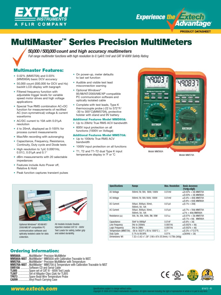 Multimaster Series Precision Multimeters: 50,000 / 500,000 Count and ...