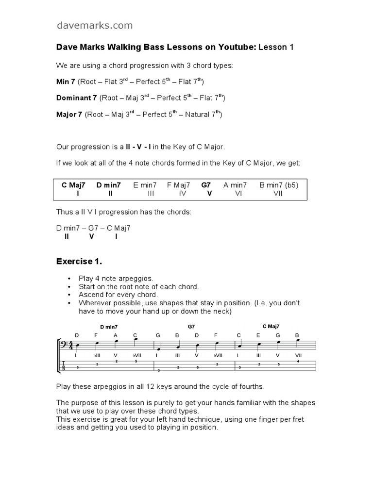 Dave Marks Walking Bass Lessons PDF | PDF | Chord (Music) | Interval ...