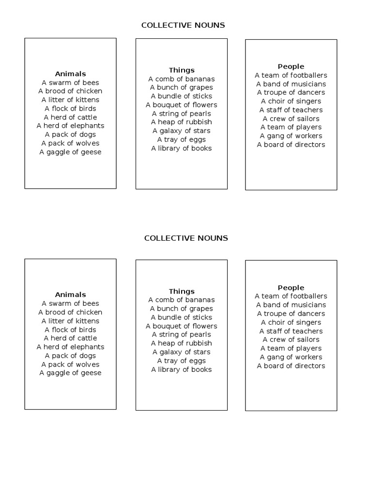 Animals Things People: Collective Nouns | PDF