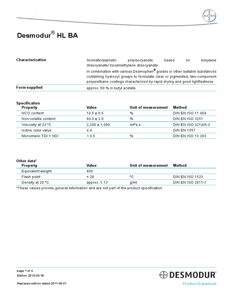 Desmodur HL BA en | PDF | Medical Device | Specification (Technical ...