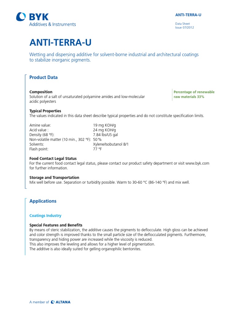 TDS Anti-Terra-U Us | Download Free PDF | Pigment | Chemical Substances