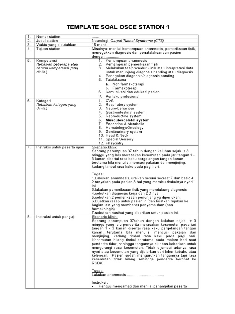 Soal OSCE Neurologi CTS | PDF