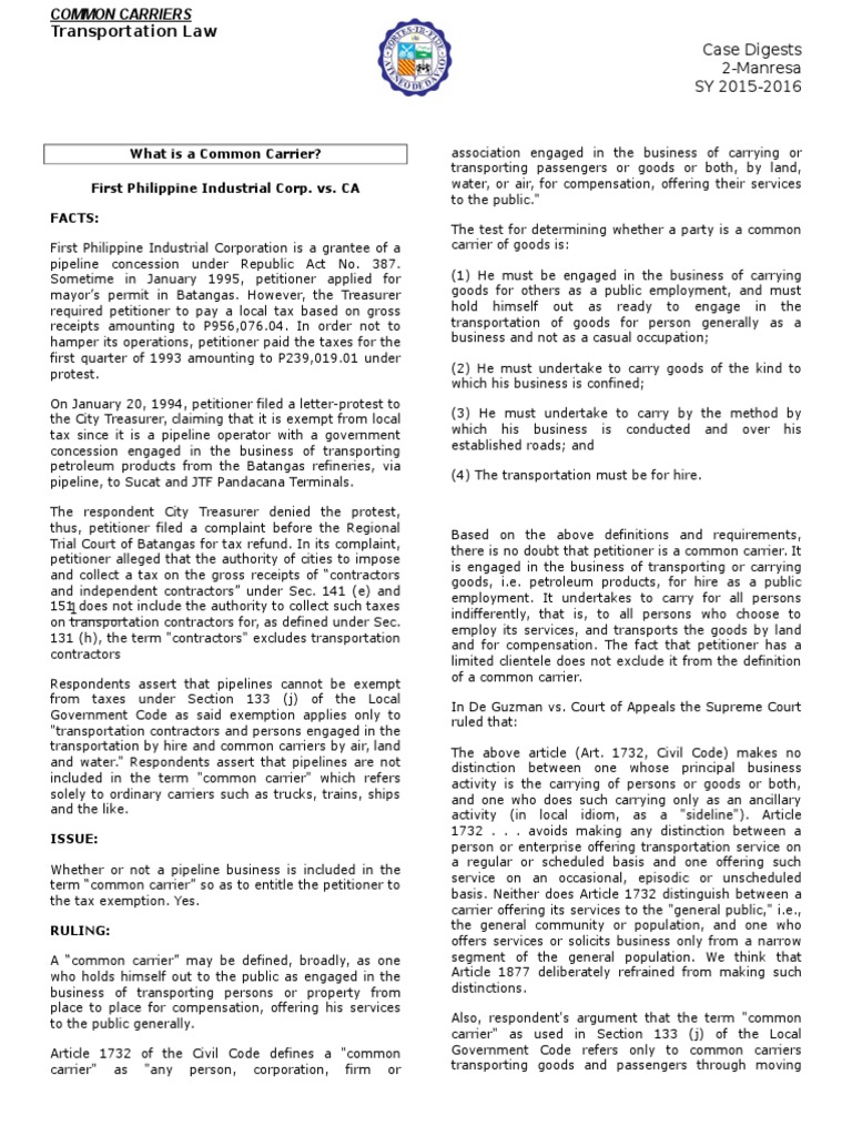 Common Carriers | PDF | Common Carrier | Cargo