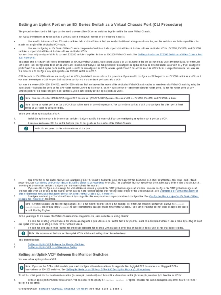 Setting An Uplink Port On An EX Series Switch As A Virtual Chassis Port ...