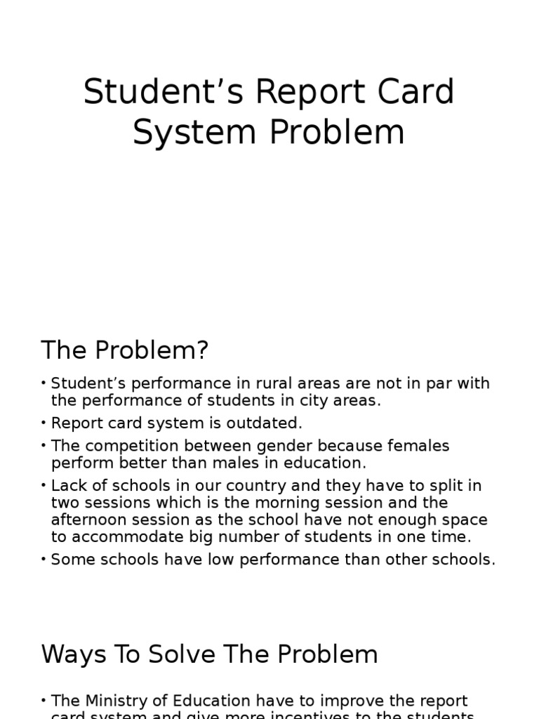 Student's Report Card System Problem | PDF