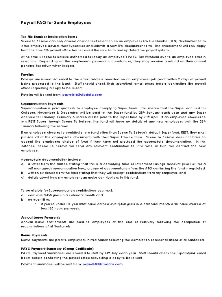 Payroll FAQ For Santa Employees | PDF | Payroll Tax | Public Finance
