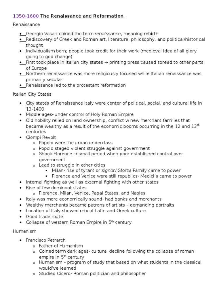 Euro AP REVIEW | PDF | Italian Renaissance | Renaissance