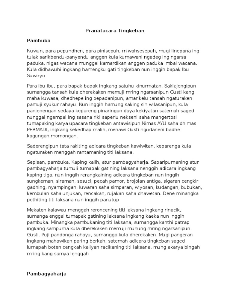 Pranatacara Tingkeban | PDF