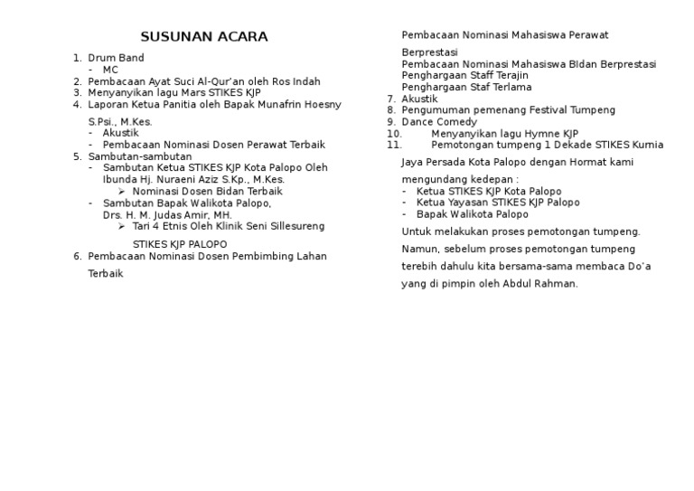 Susunan Acara 1 Dekade | PDF | Seni