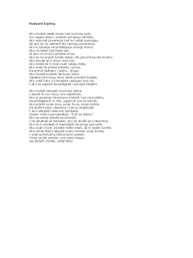 Rudyard Kipling Ako Možeš Ostati Miran | PDF