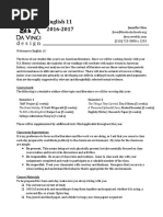 Honors American Lit Syllabus 2019-20 | PDF | Reading Comprehension ...