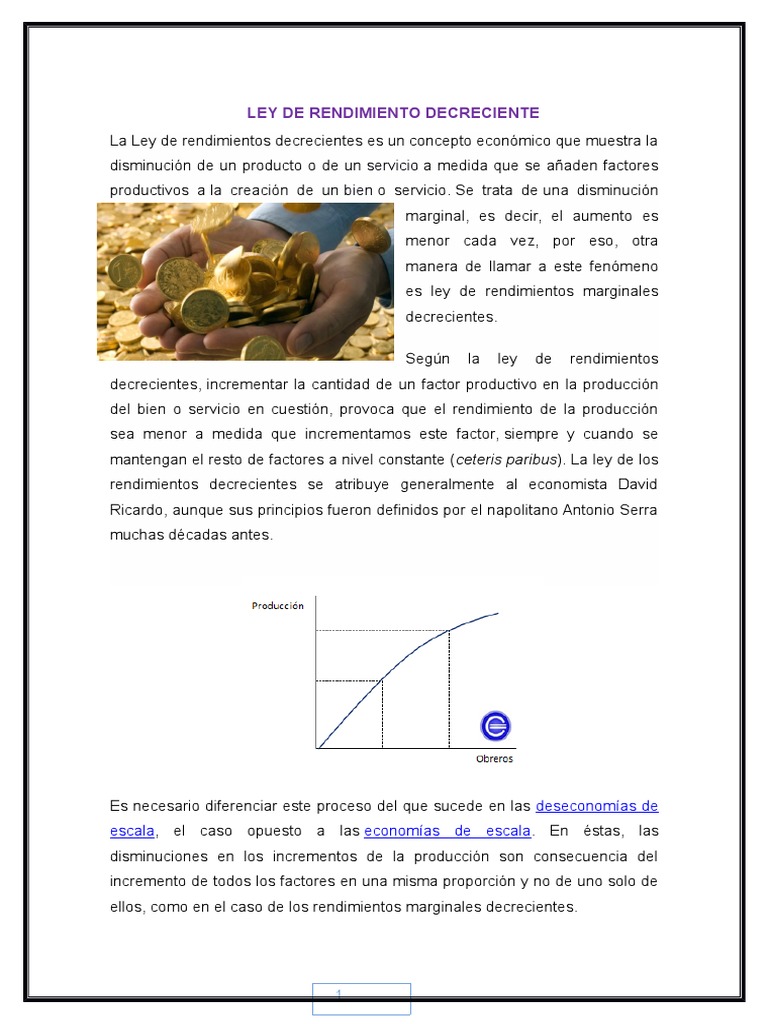 Ley De Rendimientos Decrecientes Pdf Industrias Ciencias Económicas