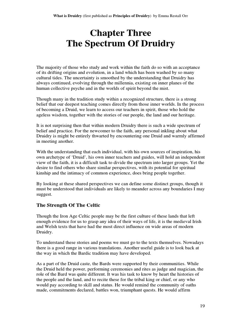 Chapter Three The Spectrum of Druidry | PDF | Neo Druidism | Druid