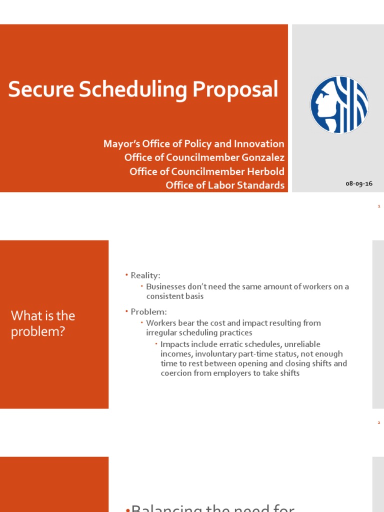 Secure Scheduling Proposal | PDF | Employment | Government