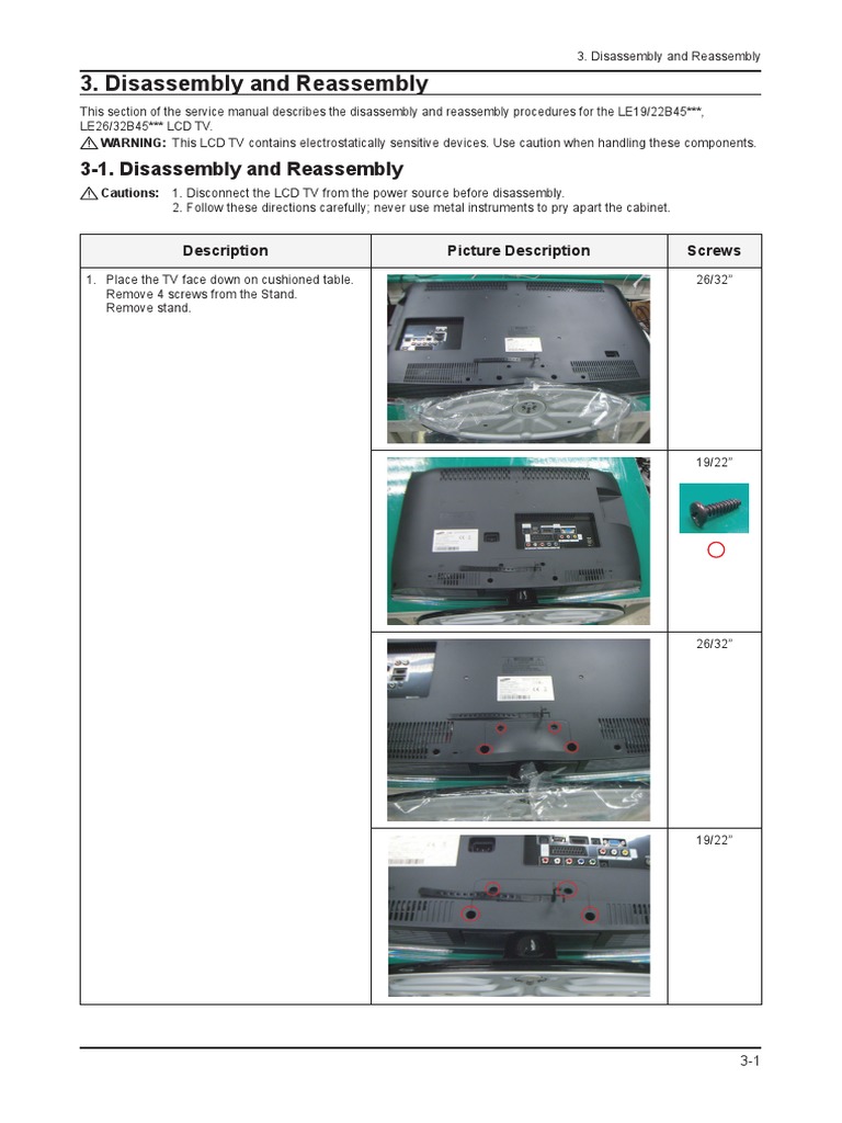 LCD TV Disassembly & Reassembly | PDF