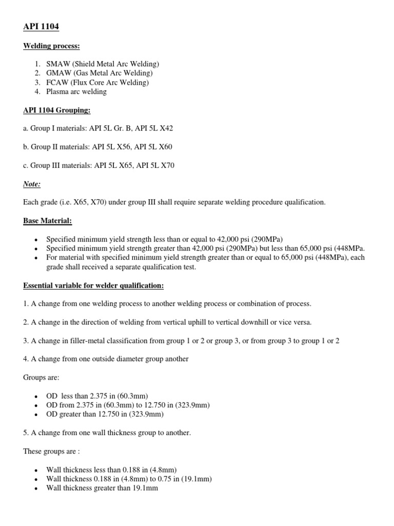 Api 1104 | PDF | Welding | Construction
