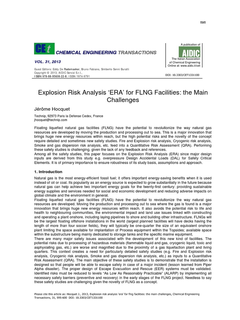 Explosion Risk Analysis ERA' For FLNG Facilities: The Main Challenges ...