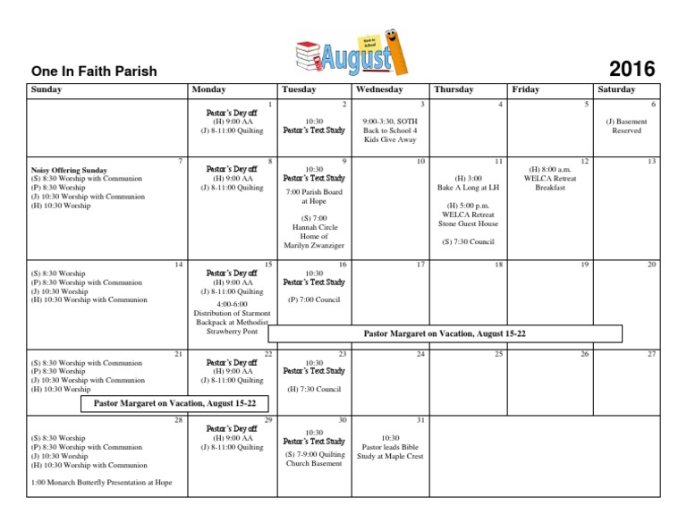 August Calendar | PDF | Art | Religion & Spirituality