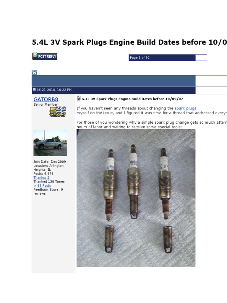 Spark Plug Removal 5.4 | PDF | Vehicles | Motor Vehicle