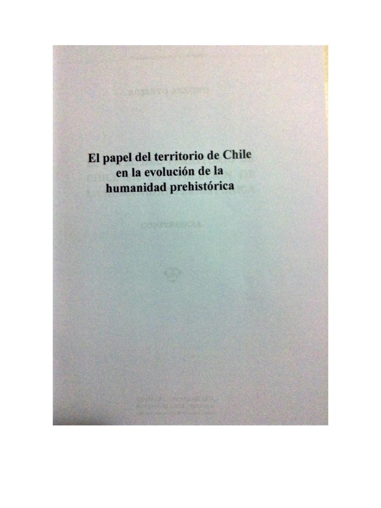 Roberto Rengifo El Papel Del Territorio de Chile en La Prehistoria de ...