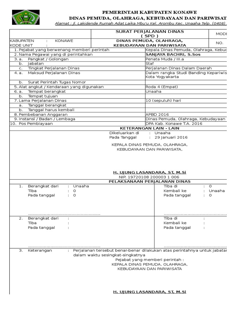 Blangko SPPD Format Excel | PDF