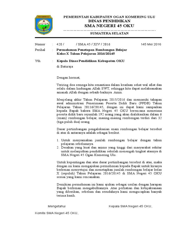Proposal Penambahan Rombongan Belajar 20163333 | PDF Proposal Penambahan Rombongan Belajar 20163333 | PDF