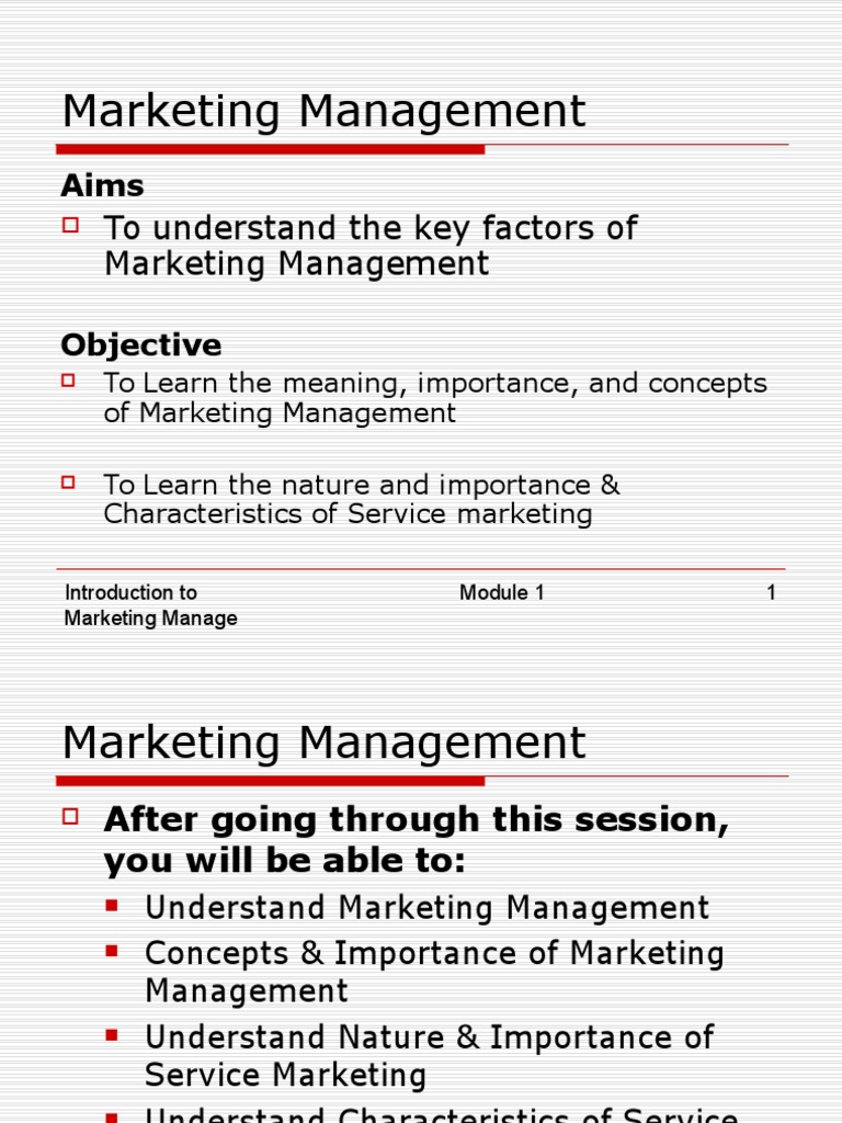 Introduction To Marketing Management | PDF | Sales | Marketing