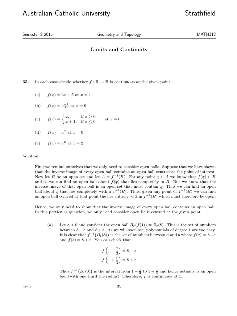 Week 6 Solutions | PDF | Continuous Function | Sequence