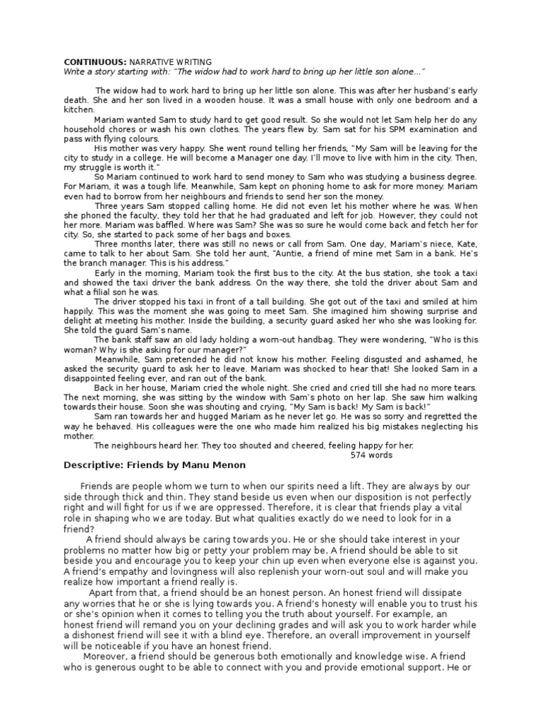 SPM 1119 Essay Samples | PDF | Social Networking Service | Friendship