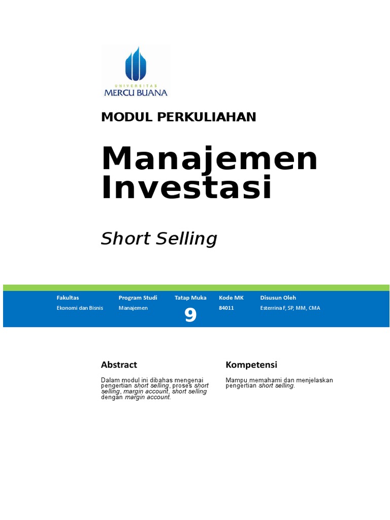 Panduan Lengkap Short Selling | PDF