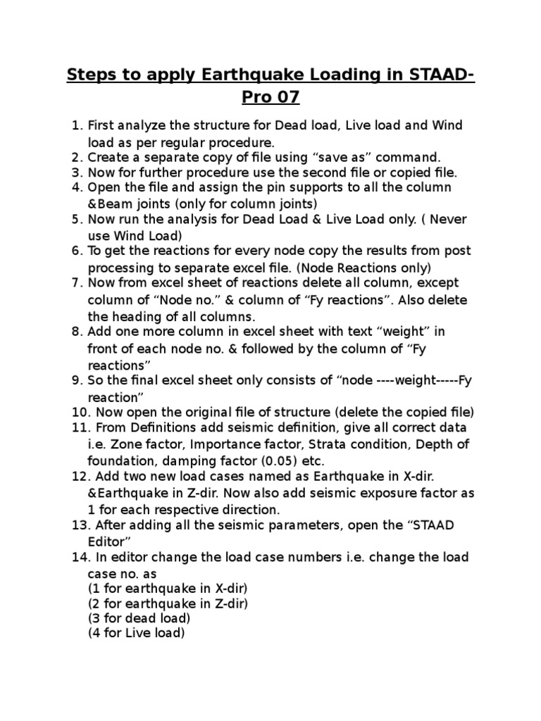 Earthquake Loading in Staad | PDF
