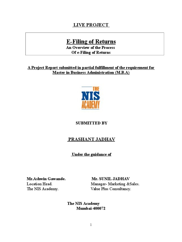 Project On e Filing Income Tax Return Online | PDF | Capital Gains Tax ...