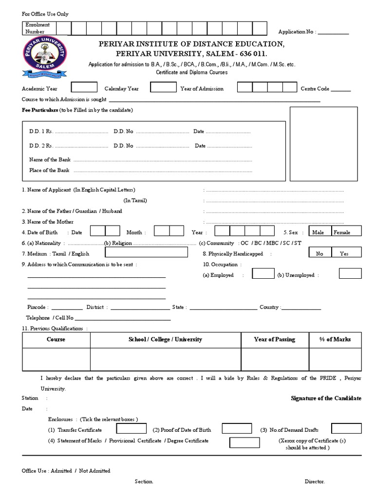 Admission Appication Form | PDF
