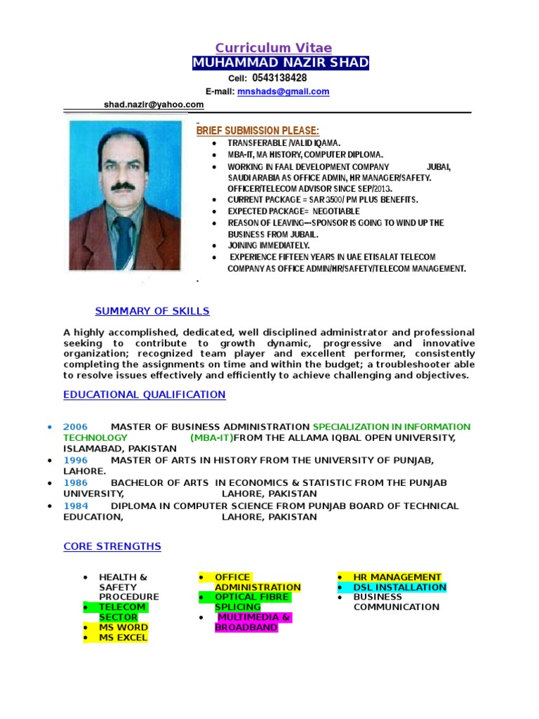 CV of Nazir | PDF