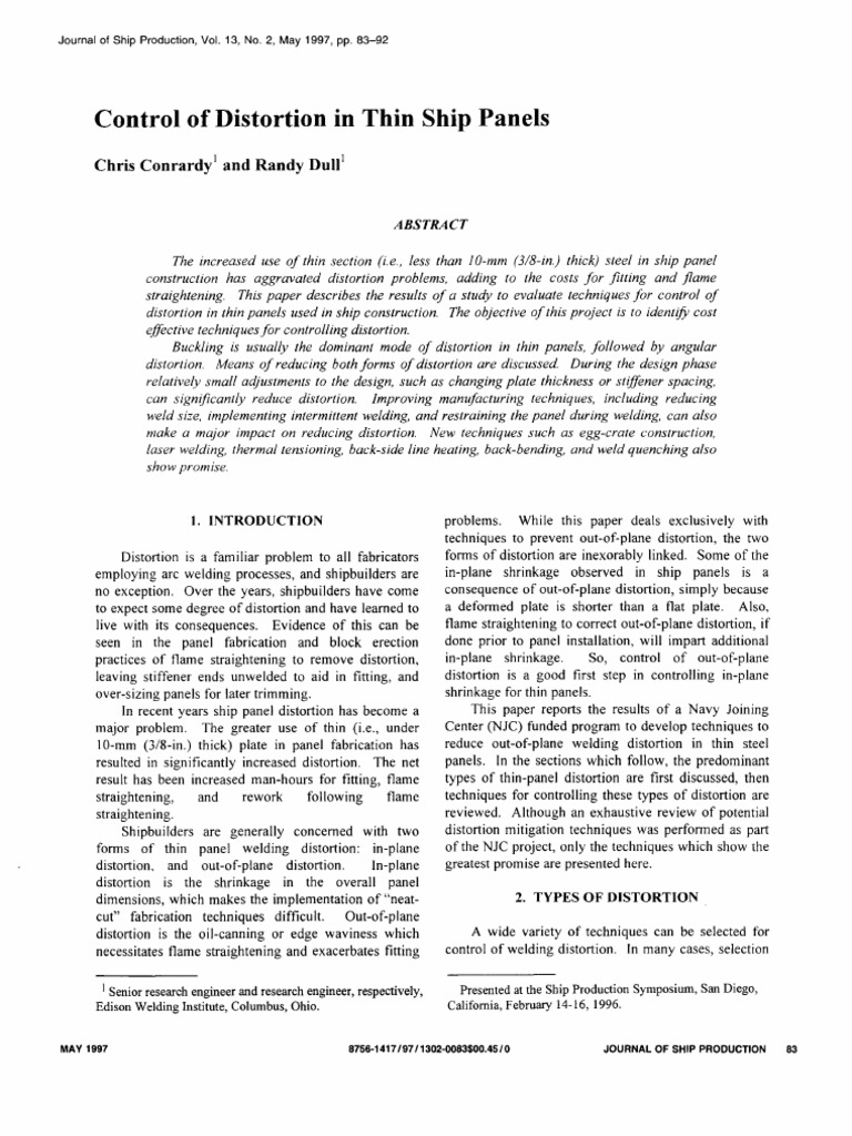 Control of Distortion in Thin Ship Panels | PDF | Metal Fabrication ...