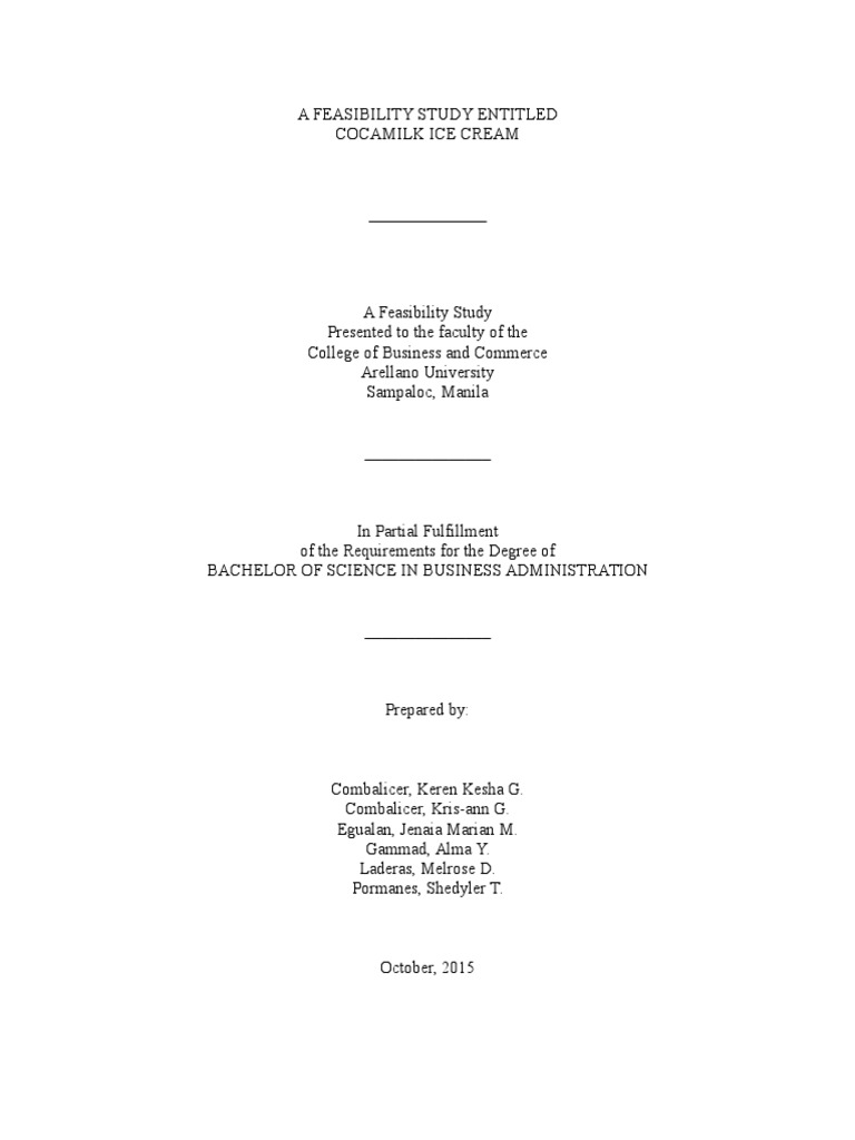 Title Page OF A FEASIBILITY STUDY | PDF