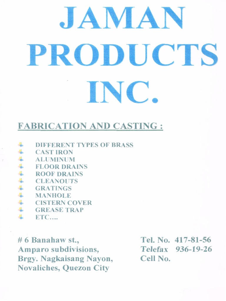 Jaman Products Incorporated PDF | PDF | Pipe (Fluid Conveyance ...