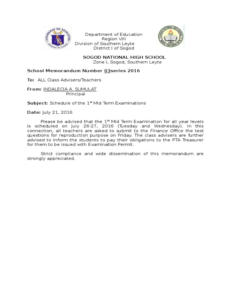 School Memorandum Number 03, Series 2016 | PDF | Career & Growth ...