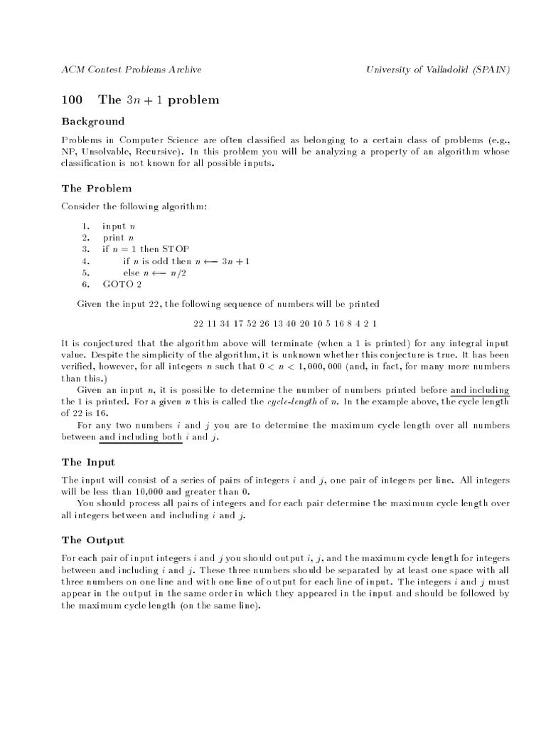 Acm Problem Set Volume 1 Pdf C Programming Language Matrix