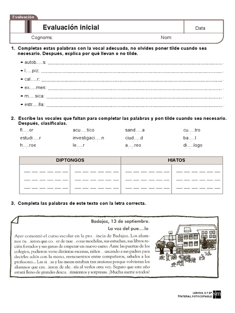 Evaluacion Inicial | PDF
