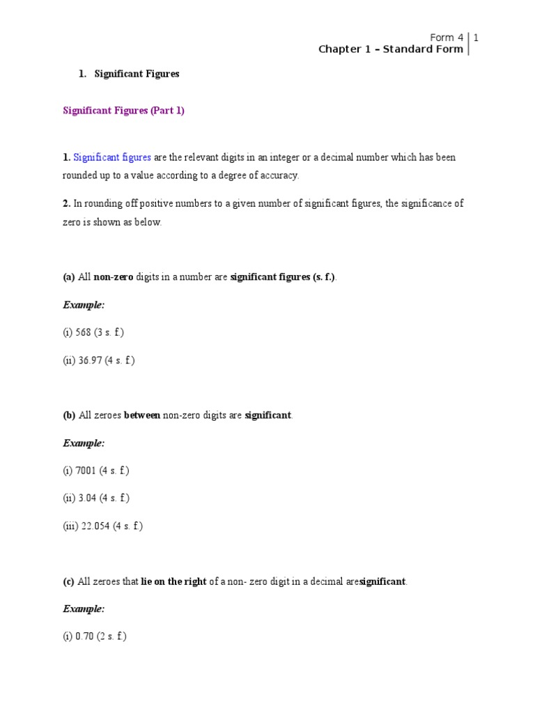 Chapter 1 - Significant Figures (Form 4) | PDF | Significant Figures ...