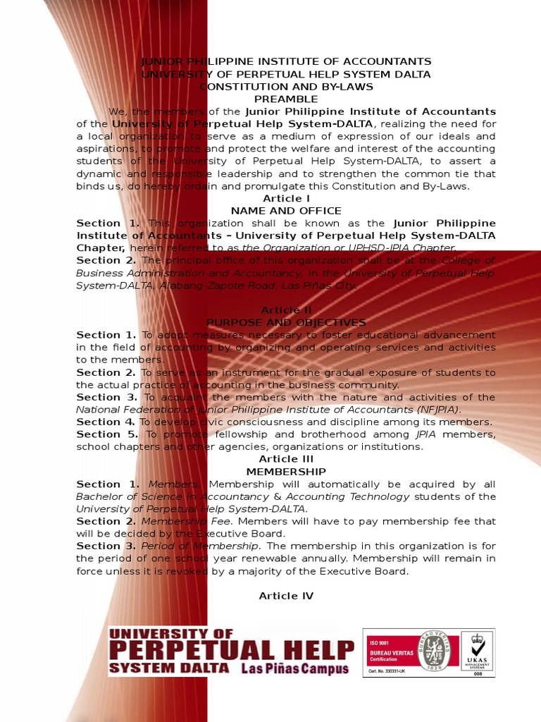 UPHSD Junior Accountants Constitution | PDF | Ratification | Board Of Directors