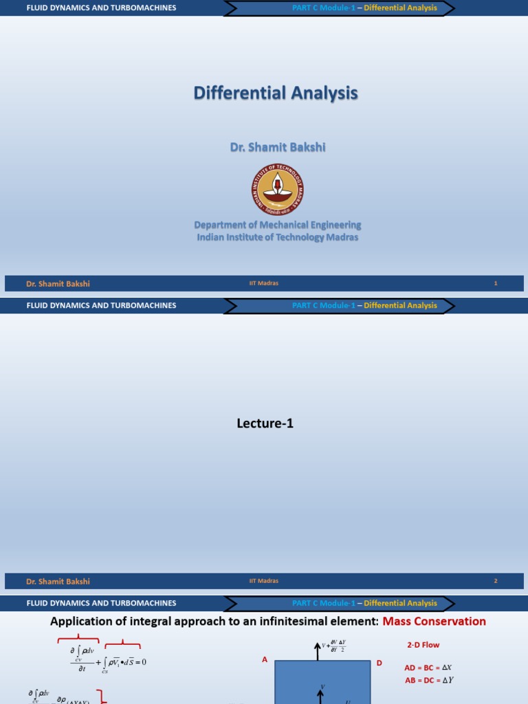 Week 3 Lectures - Differential Analysis | PDF | Fluid Dynamics | Liquids