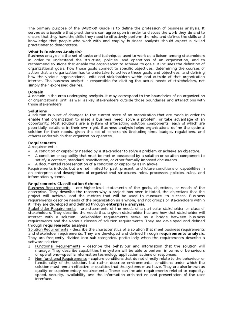 CBAP Notes | PDF | Business Analysis | Systems Engineering