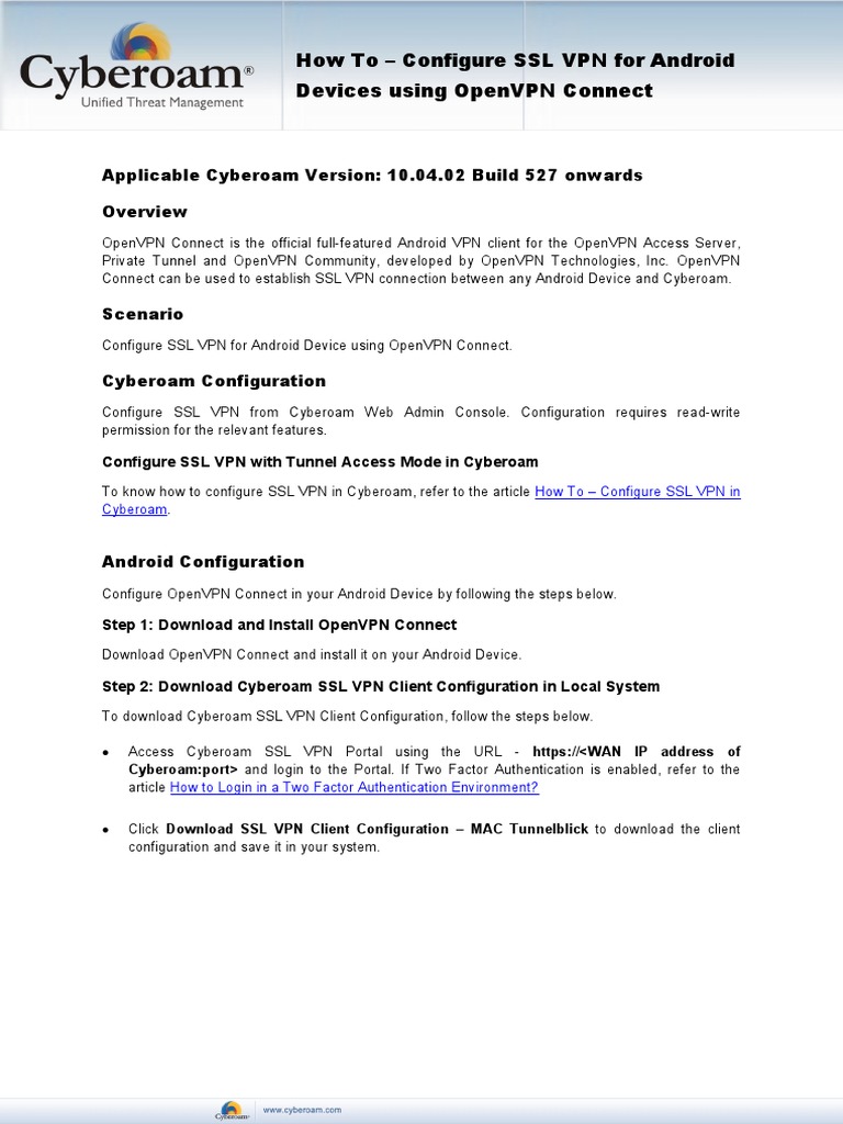 How To Configure SSL VPN For Android Devices Using OpenVPN Connect ...