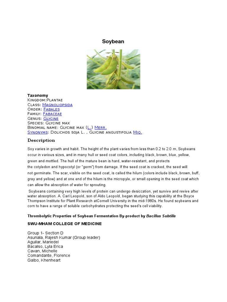 Soybean Taxonomy and Properties | PDF | Home & Garden
