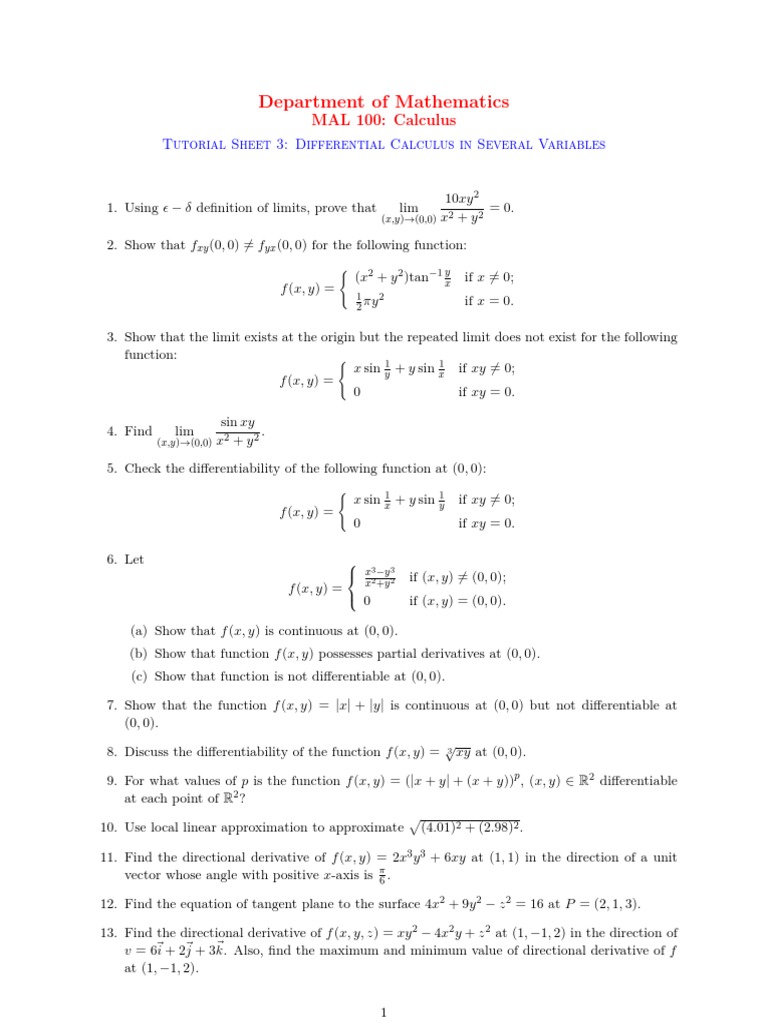 Tut3 PDF | PDF | Maxima And Minima | Derivative