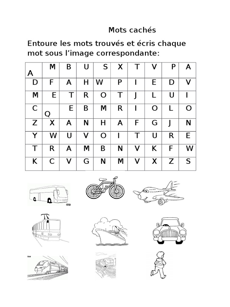 Mots cachés sur les transports | PDF
